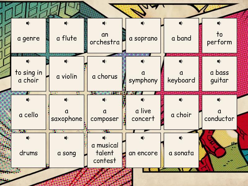 Lesson 20 MUSIC and MUSICAL INSTRUMENTS - Flip tiles
