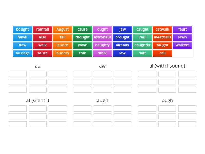 Deep Down - Word Study - Vowel Patterns - Group sort