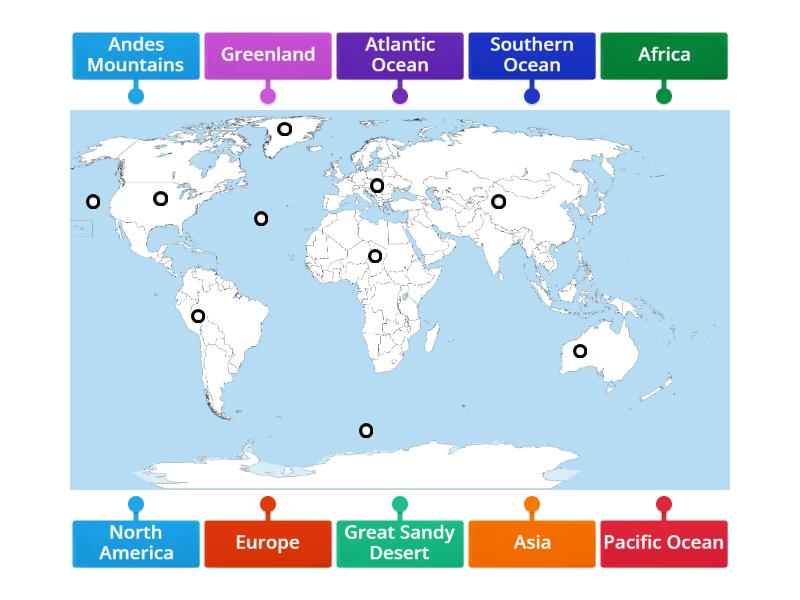 World Map Practice - Labelled diagram