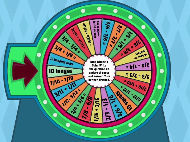 Adding and Subtracting Fractions - Spin the wheel