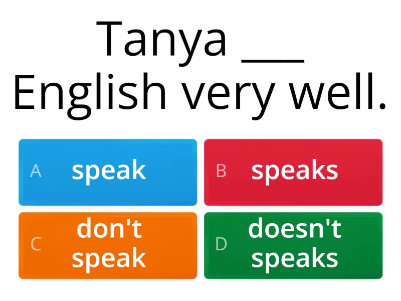 Present simple - positive/negative/question - Quiz