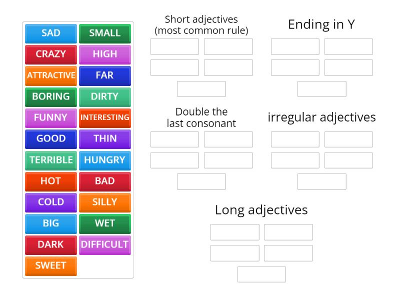 Spelling rules COMPARATIVE AND SUPERLATIVES - Group sort