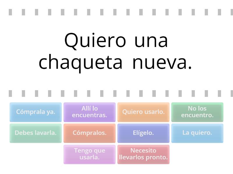 El complemento directo y las prendas de vestir - Find the match