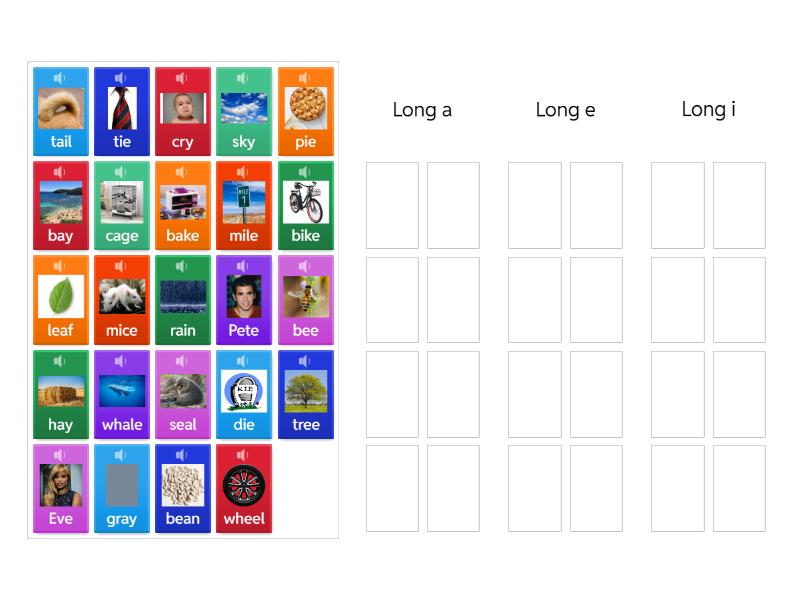 406 Phonics ( long a, long e, long i) - Group sort