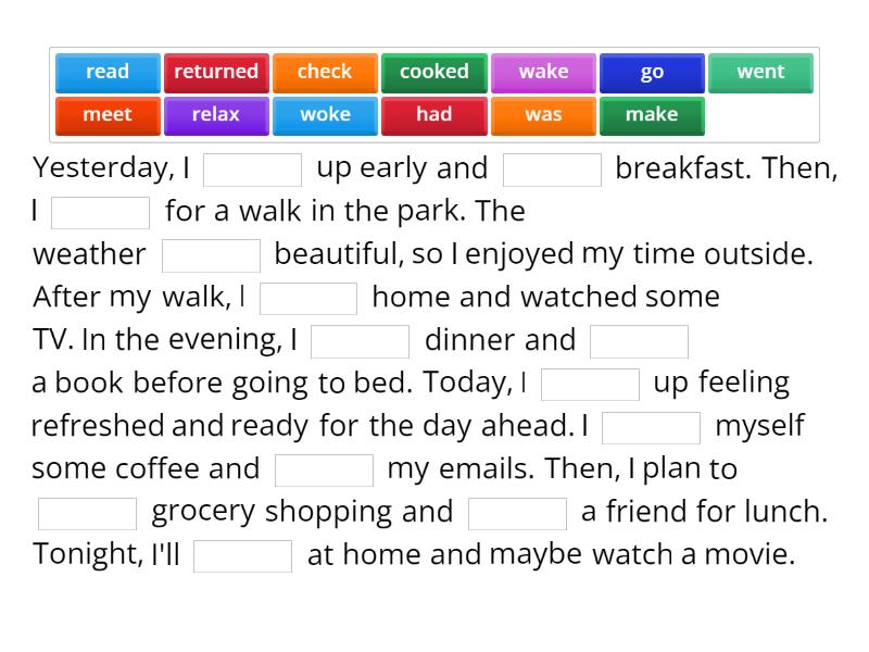A0 Outcomes: unit 4 - grammar 'Present Simple / Past Simple?' #2 - เติม ...