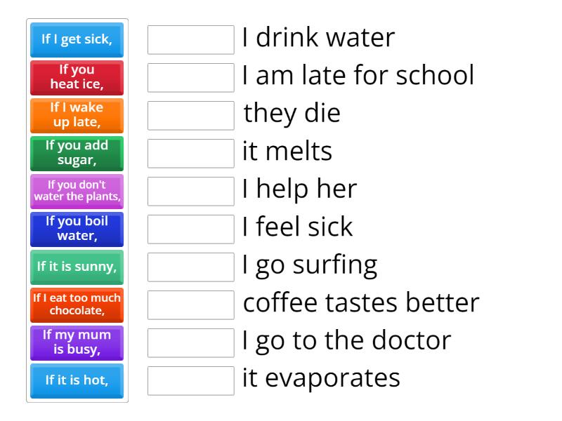 Zero Conditional Match the sentences - Match up