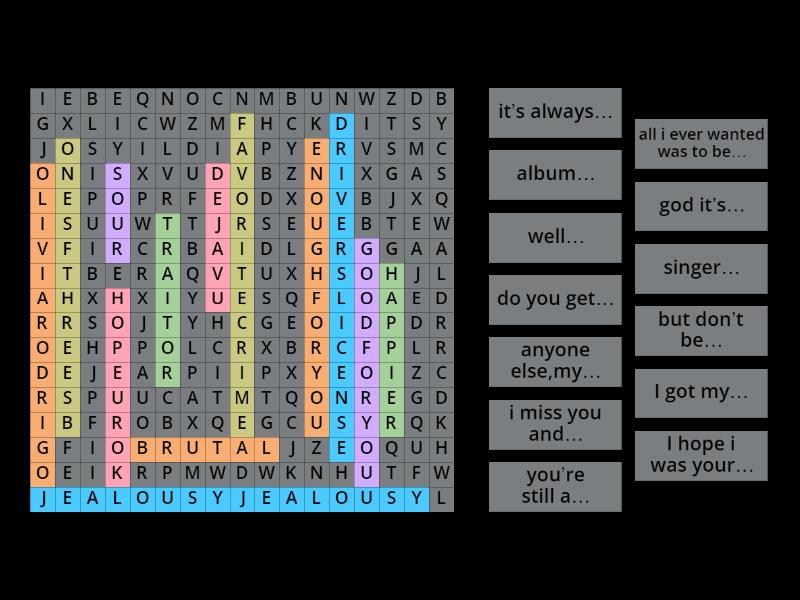OLIVIA RODRIGO SOUR - Wordsearch