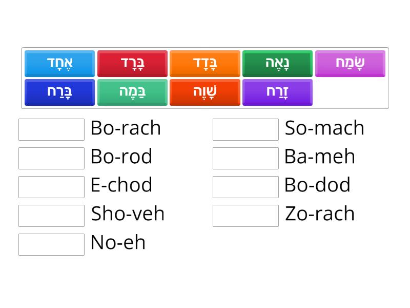 Hebew to English - Match up