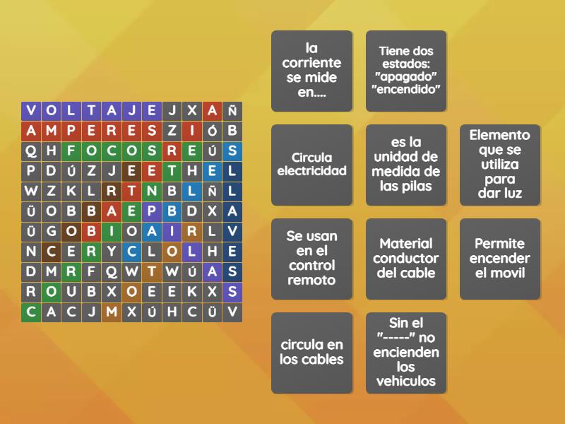 sopa de letras-electricidad - Wordsearch