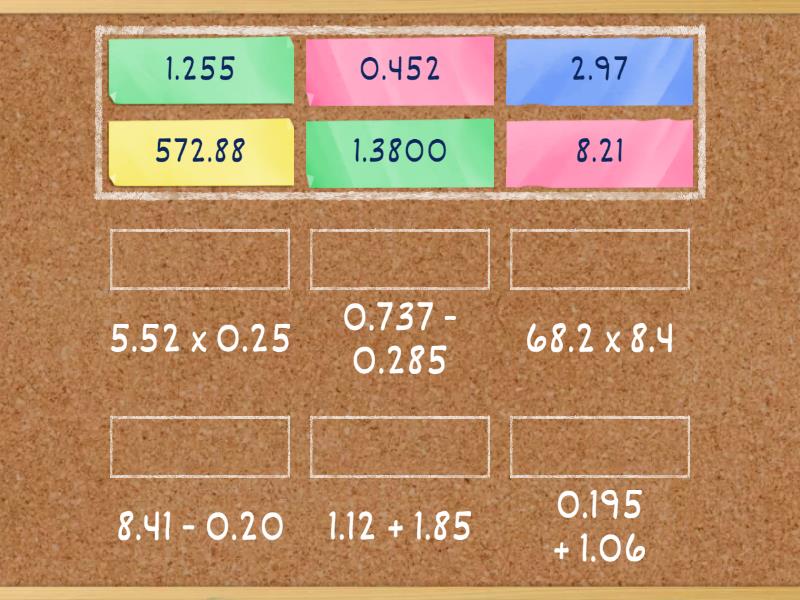 Decimal Operation Review - Match up