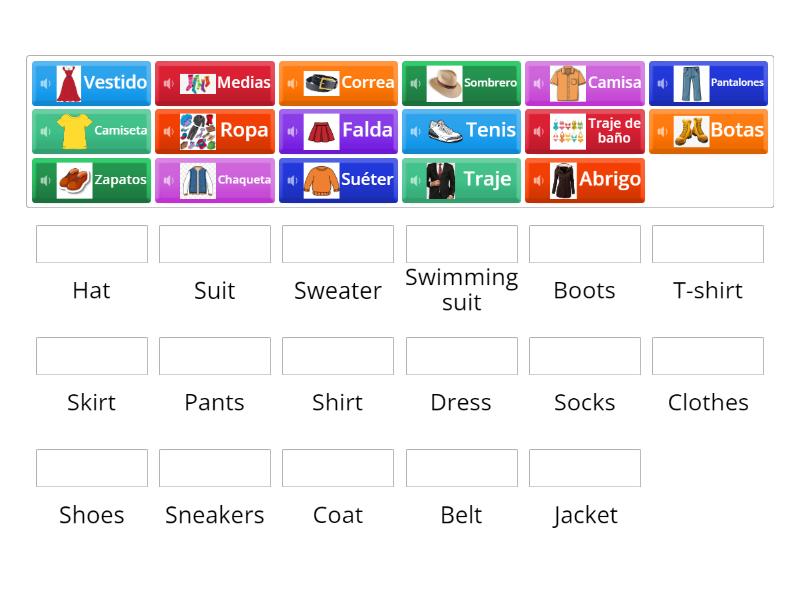 Describing Clothes in Spanish - Match up