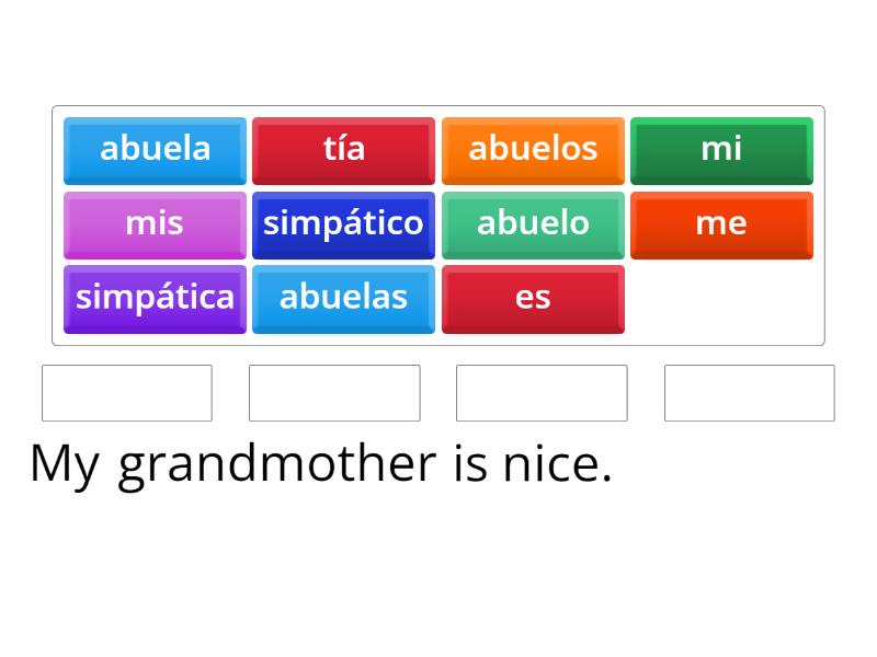 Possessive Adjectives & Family Vocabulary Spanish - 完成句子