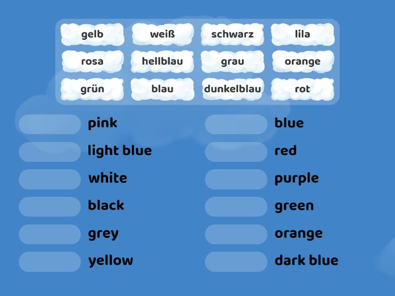 German colours to English - Match up