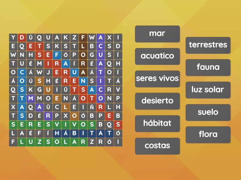 Ecosistemas - Sopa de letras