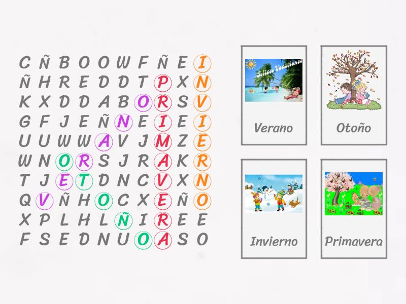 Las estaciones del año - Sopa de letras