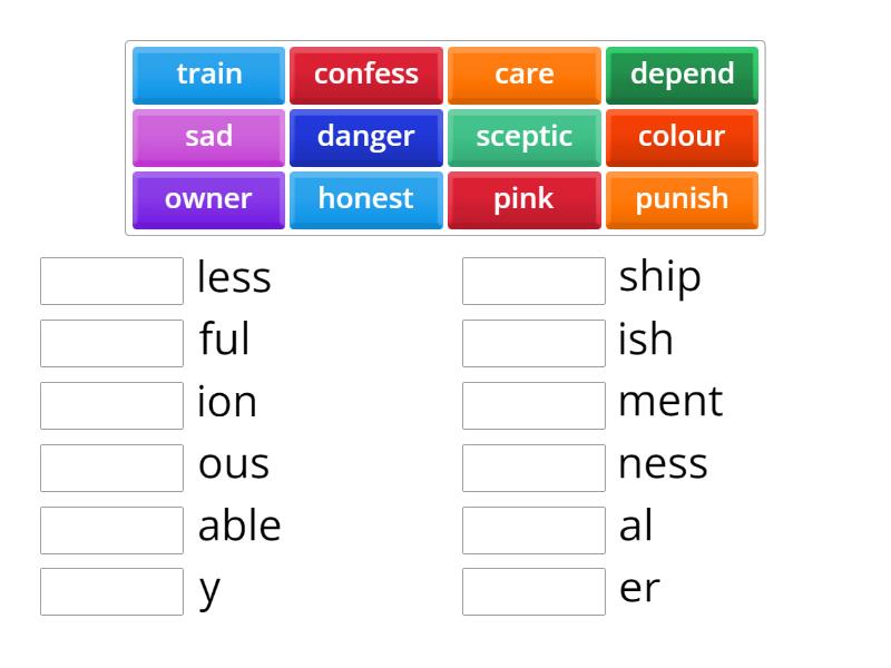 Suffixes - Match up