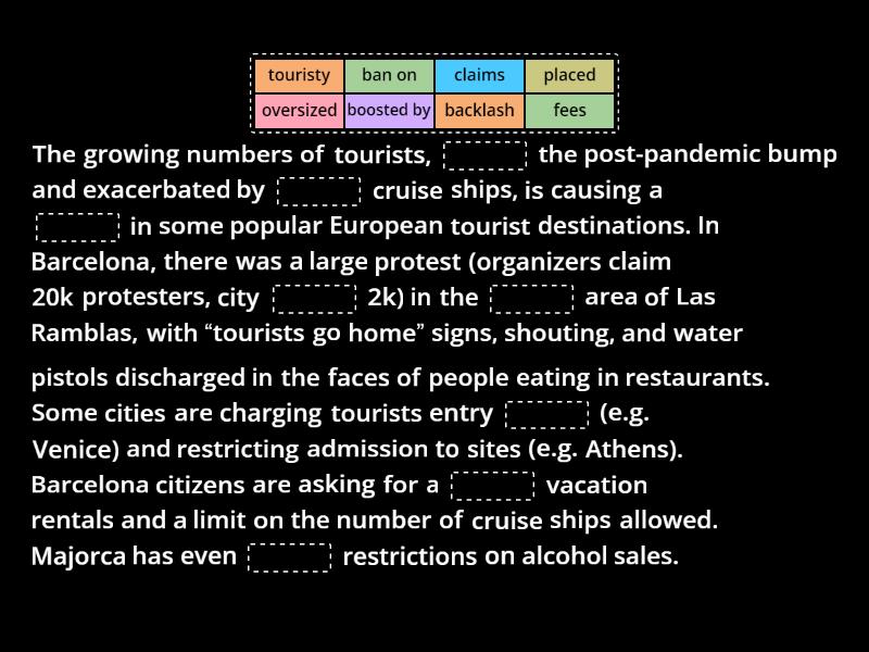 Overtourist backlash - Complete the sentence