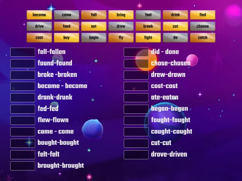 IRREGULAR VERBS (3 forms) - Une las parejas
