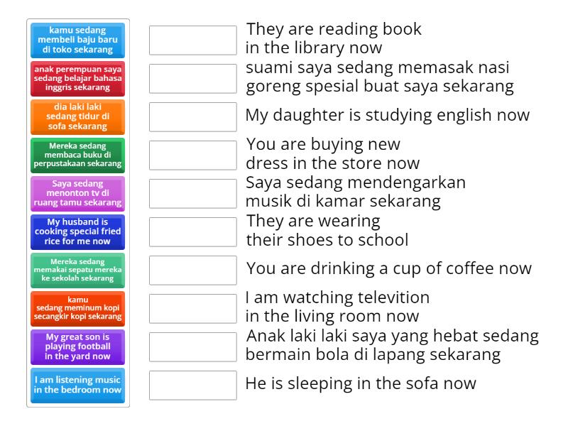 Present continuous tense - Match up
