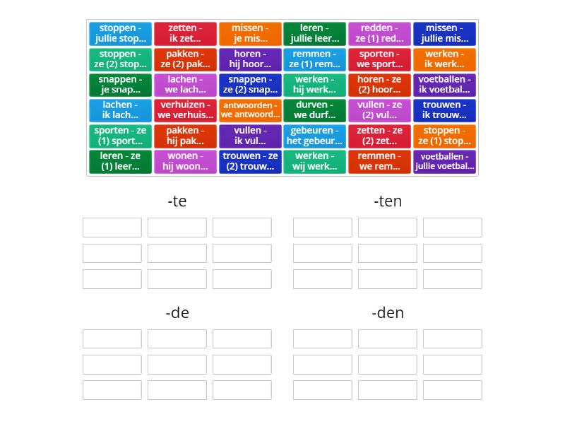 imperfectum, regelmatige werkwoorden - Sorteren