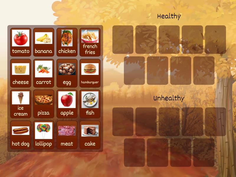 Sorting - healthy and unhealthy foods - MEIE - Group sort