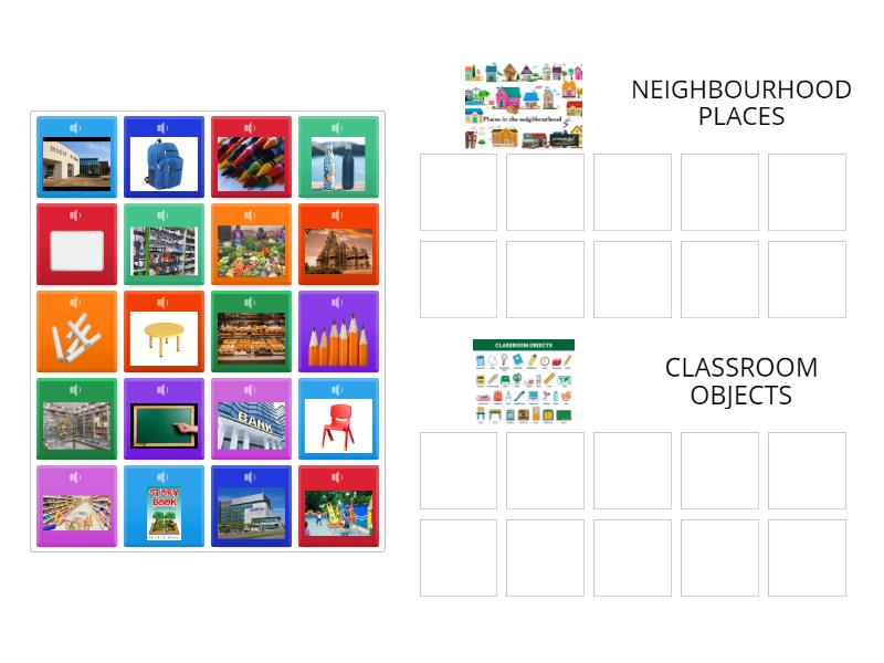 SORT OUT THE NEIGHBOURHOOD AND CLASSROOM OBJECTS - Group sort