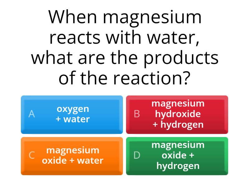 KS3 metals and acids/water - Quiz