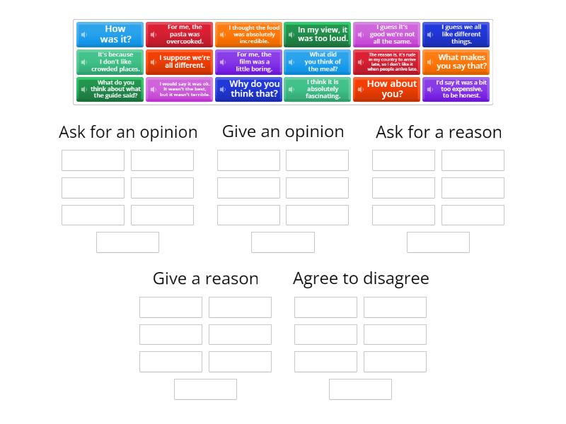 UNIT 6C: ask for & give opinions, reasons and agree to disagree ...