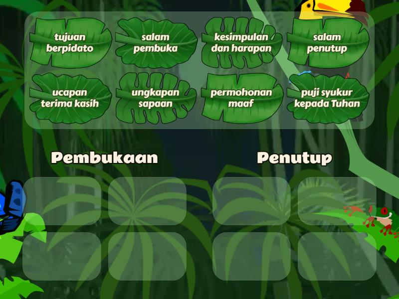 Latihan soal Bahasa Indonesia "Bagian-bagian Pidato" - Group sort