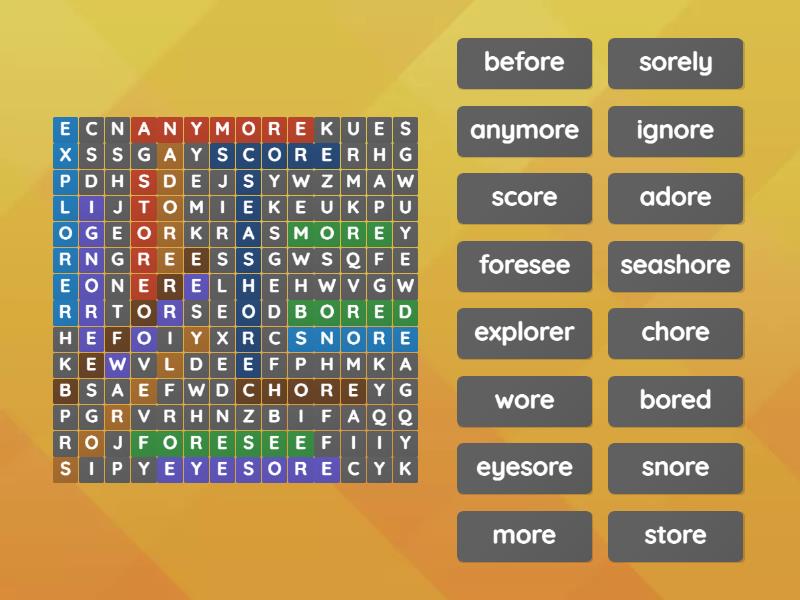 S1: 'ore' - Wordsearch