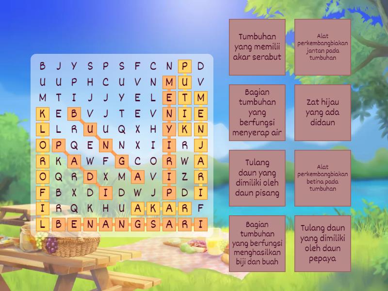 Game materi IPAS kelas 4 sd mencari kata - Wordsearch