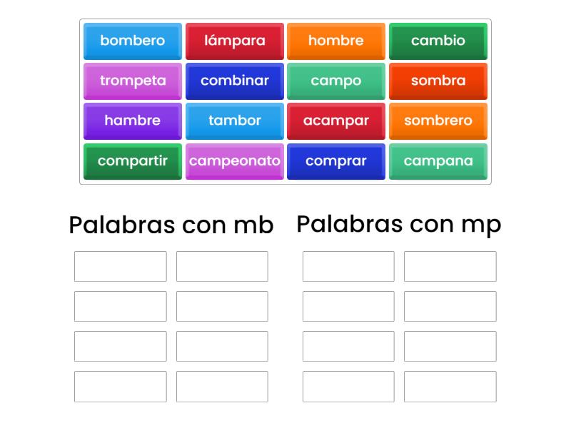 PALABRAS MB Y MP PRIMER GRADO PRIMARIA - Group sort