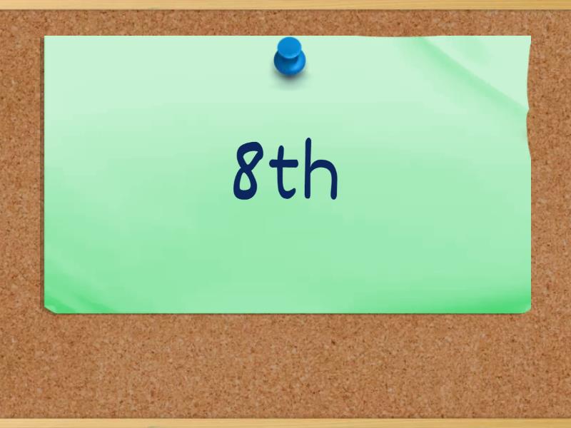 Ordinal Numbers - Flash cards