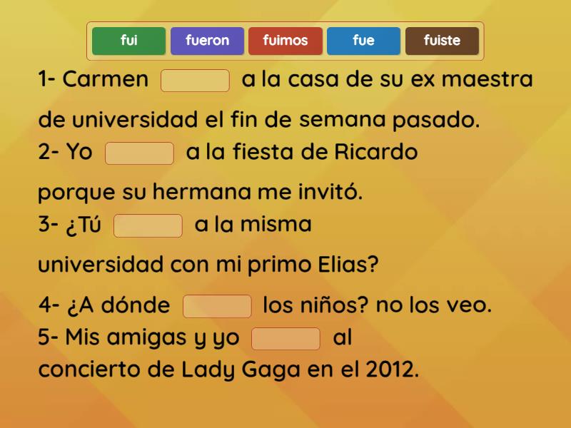 Verbos irregulares en pasado - Complete the sentence