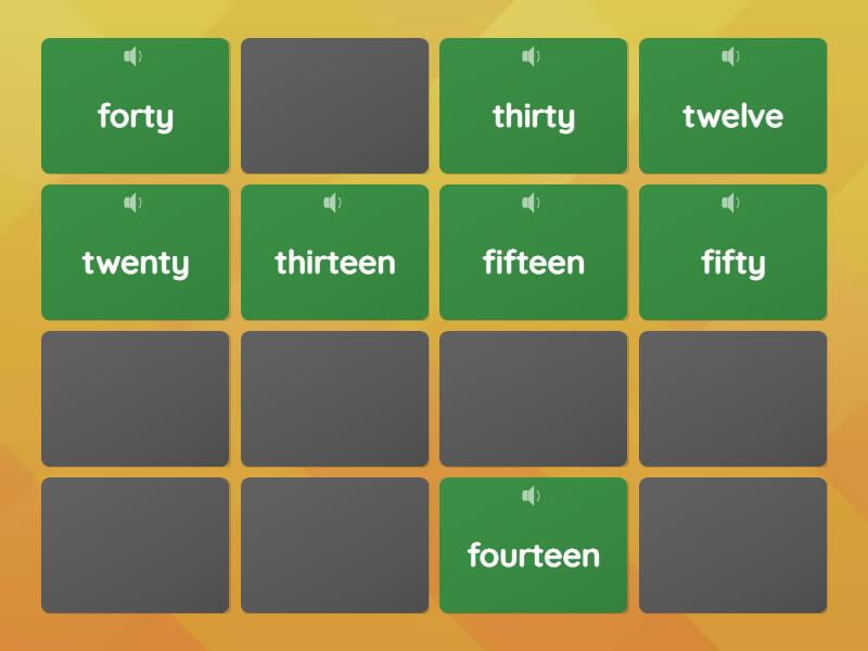 Numbers: -teen & -ty - Matching pairs