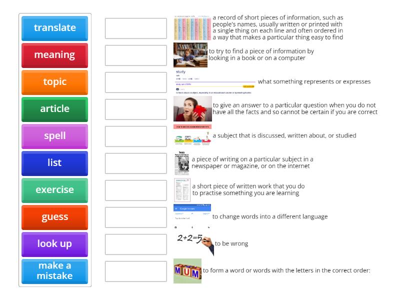 Prepare 3 Unit 14 Words to describe language learning - Match up