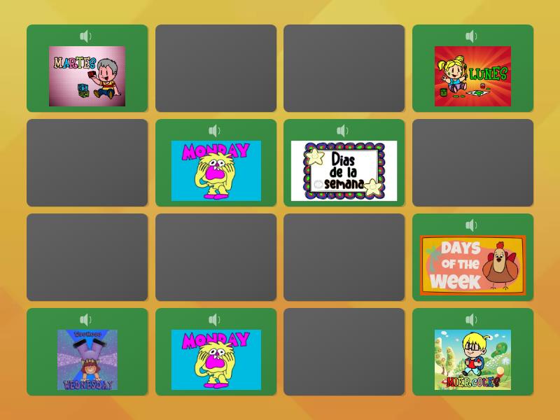 DAYS OF THE WEEK - Matching pairs