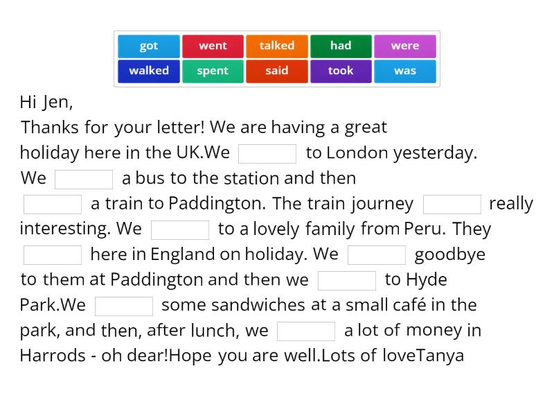 SPE Unit 1B - Complete the sentence