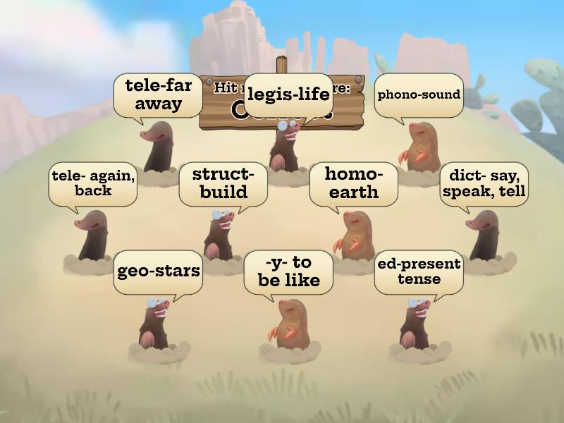 Affixes and Roots Practice - Whack-a-mole
