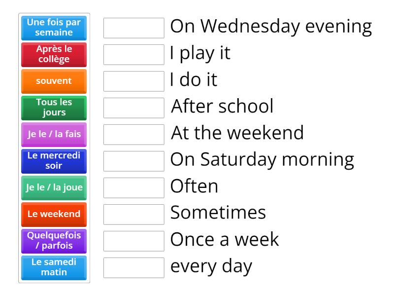 Y8 vocab 3 time expressions JEA - Match up