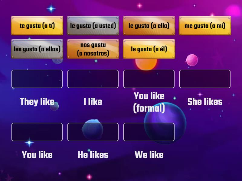 Verbo gustar match - Match up