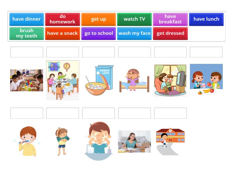 Daily Routines - Match - Match up