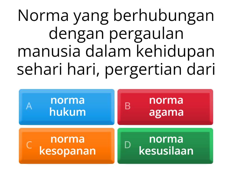 Norma-Norma dalam kehidupan sehari hari - Quiz