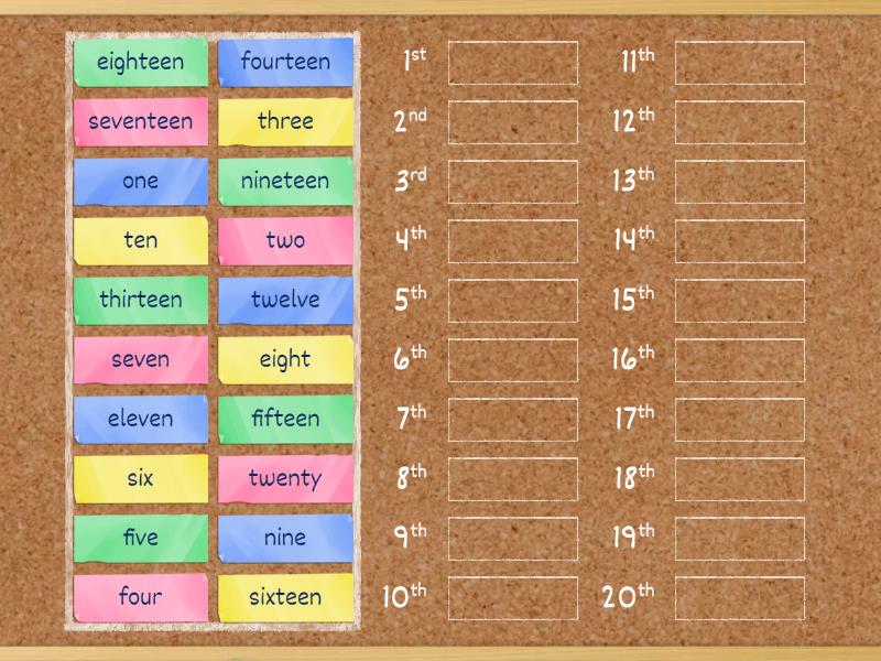 NUMBERS 1-20 - Rank order