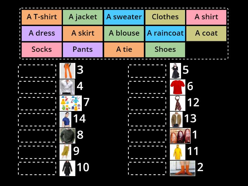 Clothes-Vocabulary 1 and 2 - Match up