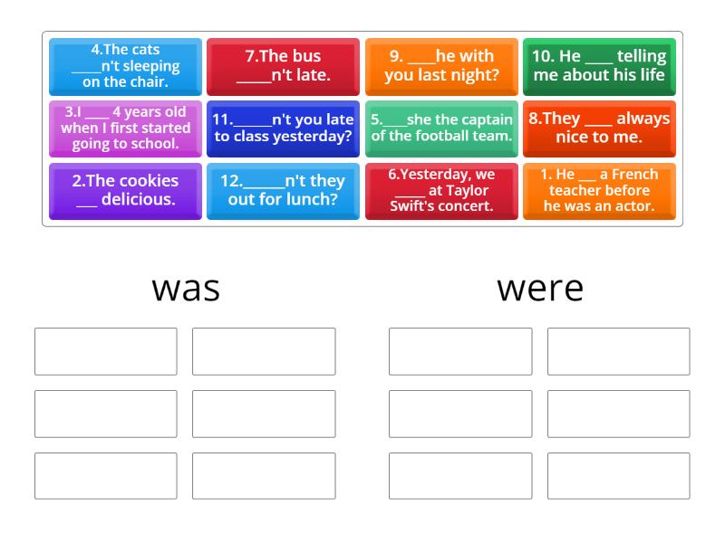 was vs were - Group sort