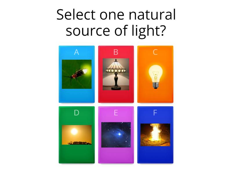 natural and Artificial sources of light - Quiz
