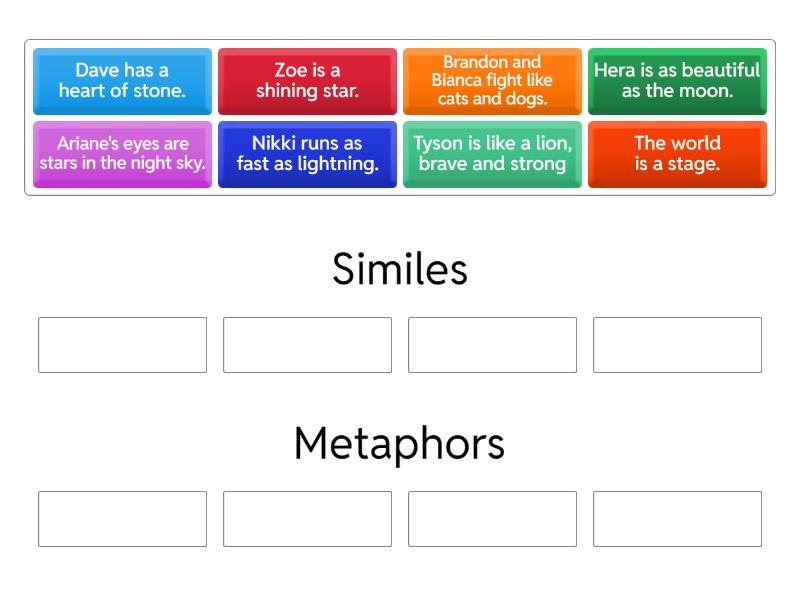 Similes and Metaphors - Group sort