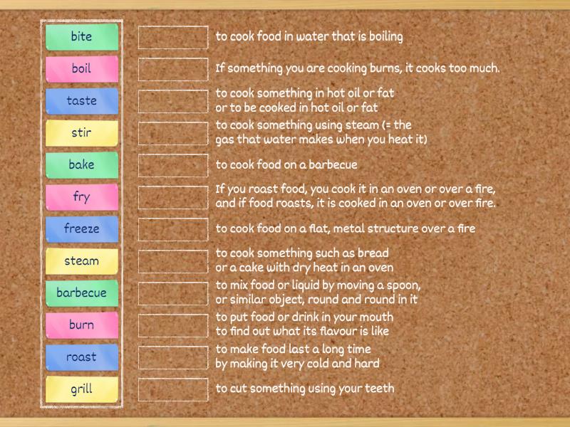 Prepare B1 level 5 - Unit 14 Verbs for cooking - Une las parejas