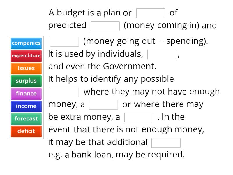 What is a Budget ? - Missing word